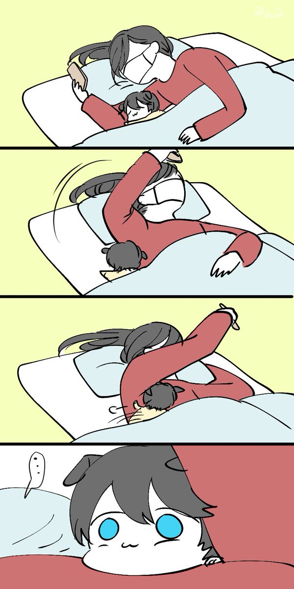 「犬がずっと添い寝してくれてたんだけど寝返りのたび腕枕はずしてたらアゴ絶対乗せるワンになったので土方組で再現したかったんで」泡の漫画