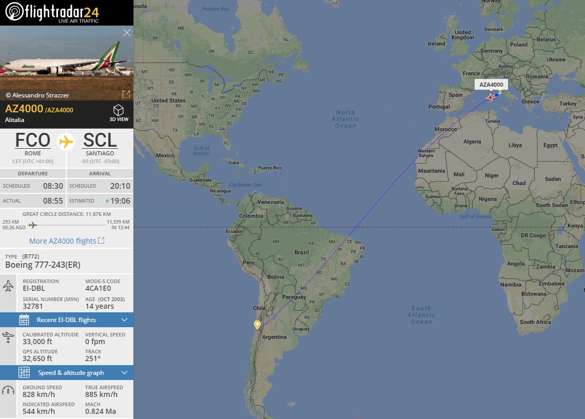 ️ is en route from Rome to Santiago for a 7 day journey to Chile and ...