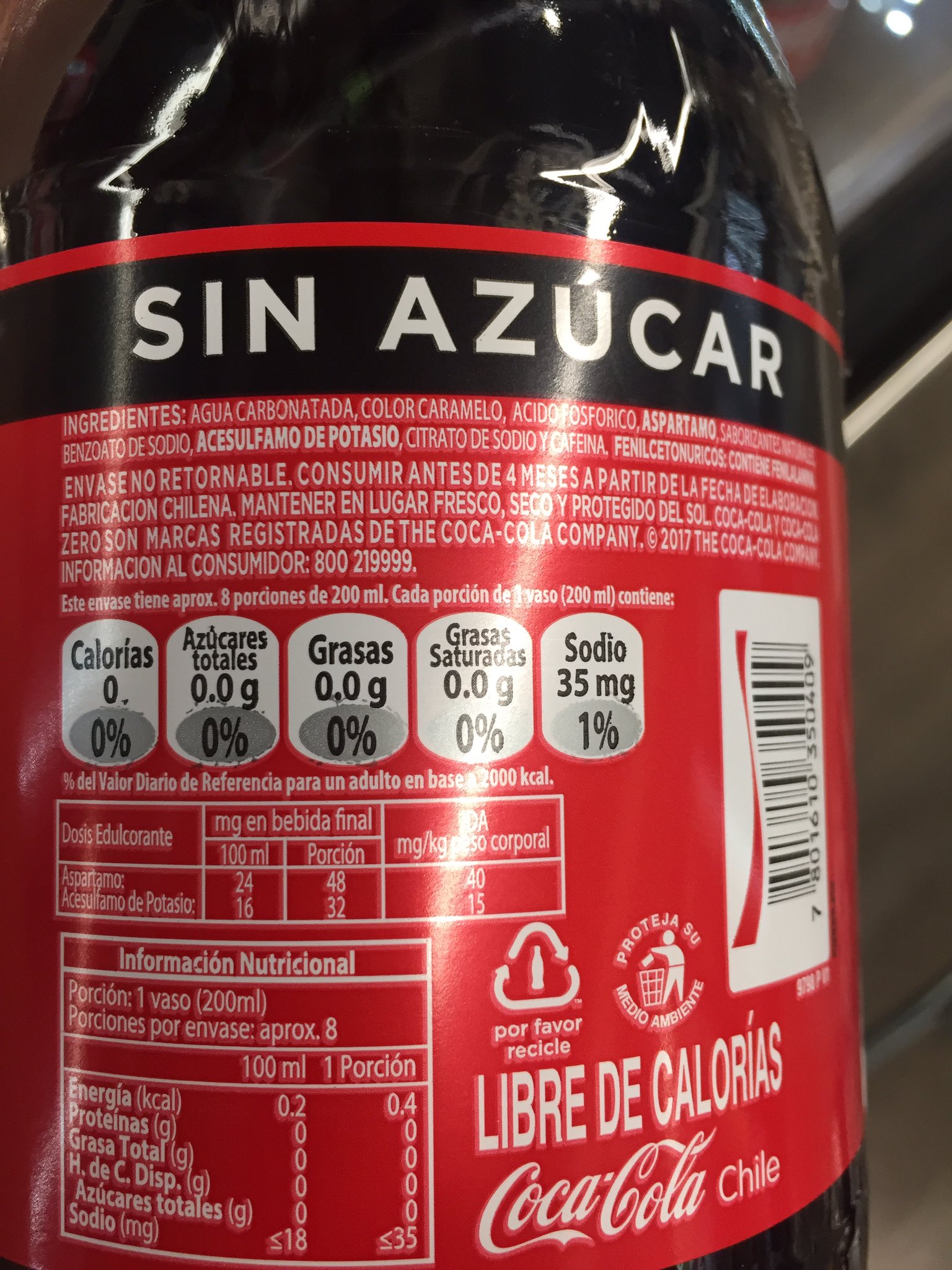 Motivar Pronunciar exposición coca cola zero ingredientes Interminable ...