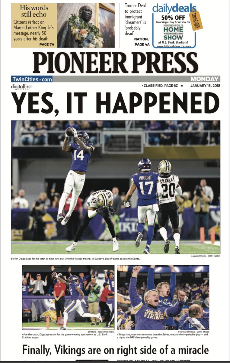 Minneapolis Miracle News Paper Headlines. : r/minnesotavikings