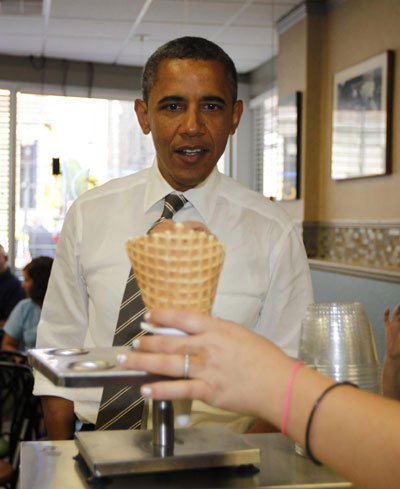 Obama Eating Ice Cream