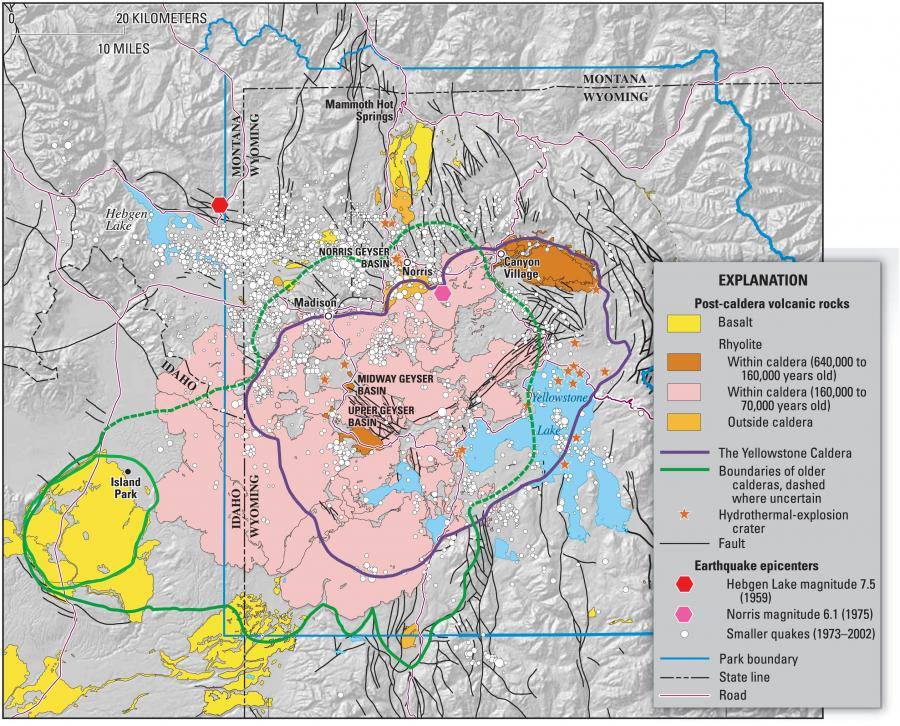 Volcanics, Calderas and Faults associated with vulcanism at Yellowstone ...