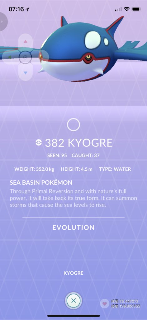 Kyogre Stats