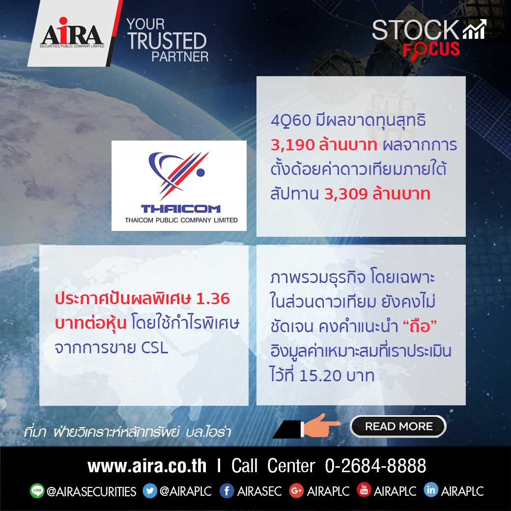 AIRA SECURITIES on Twitter: "THCOM (01.02.61) 4Q60 มีผลขาดทุนสุทธิ 3,190 ล้านบาท ผลจากการตั้ง ...