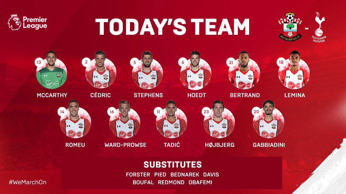 [EPL] 24R· 사우스햄튼 v 토트넘, 선발 라인업 : 클리앙