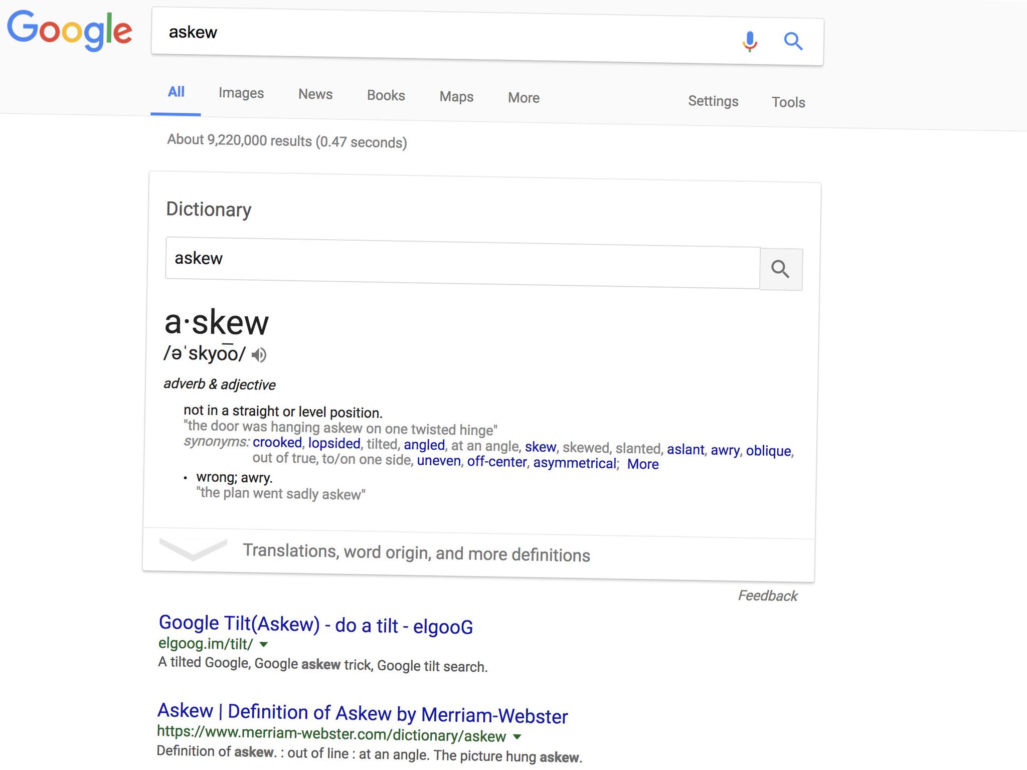 Askew Google Search