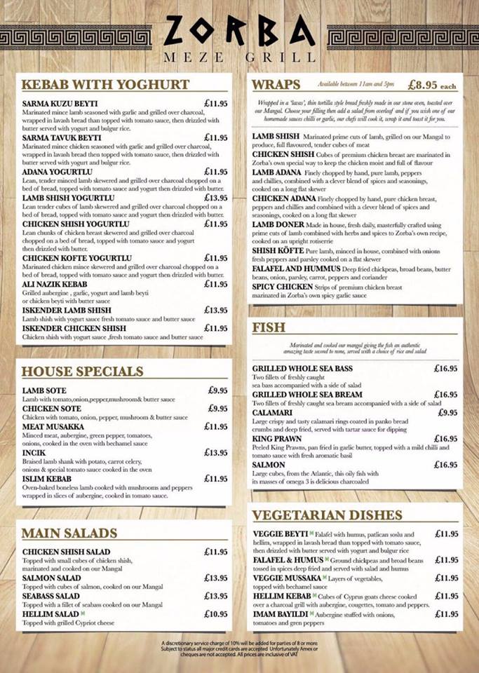 Zorbas Menus ZORBAS Updated March 2025 10 Reviews Arndale Market