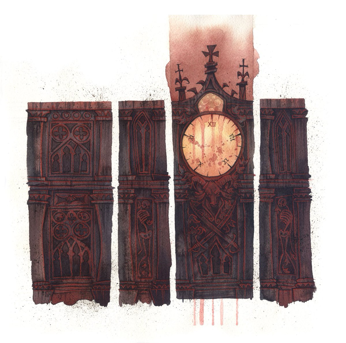 Gothic Grandfather Clock Drawing