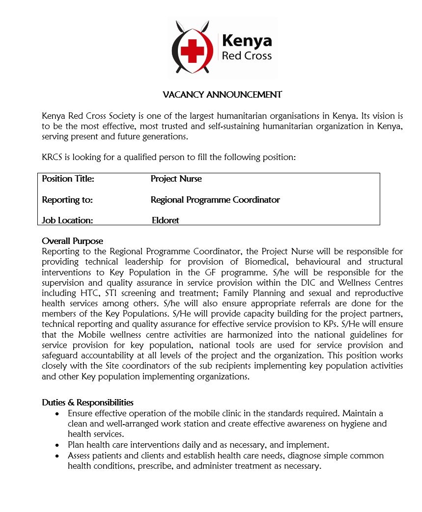Opportunity Alert , Kenya Red Cross Are Hiring - Youth Village Kenya Opportunity Alert , Kenya Red Cross Are Hiring - Youth Village Kenya