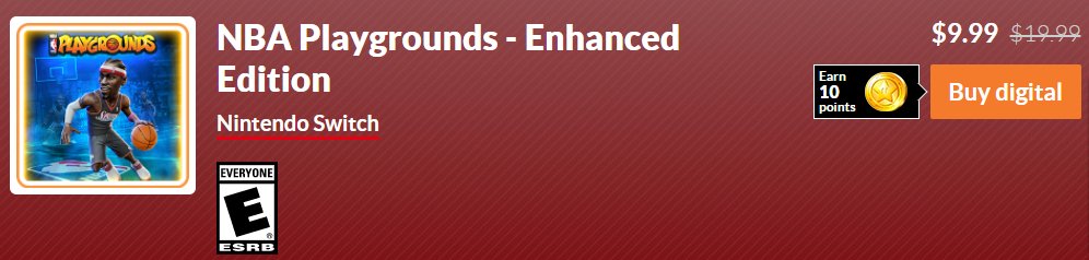 Wario64 on Twitter: "NBA Playgrounds - Enhanced Edition (Switch) is $9.99 on US eShop https://t ...