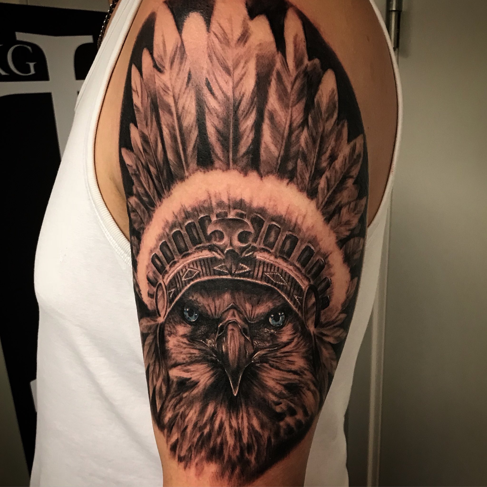 Eagle Headdress Tattoos Shane Bowlin | Did This Skull With A Headdress