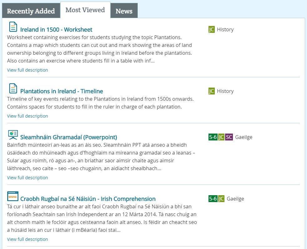 ScoilnetPostPrimary on Twitter: "Top 10 most viewed resources on Scoilnet Post-Primary 26th Jan ...