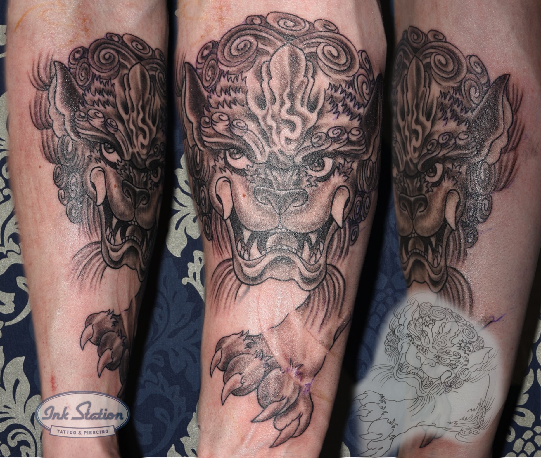 Foo Dog Tattoo Half Sleeve