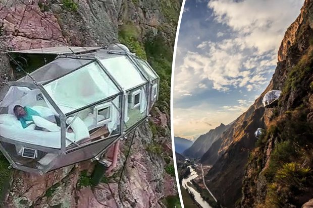 Jaw-dropping glass pod Airbnb hangs off a CLIFF – you'll have to be ...