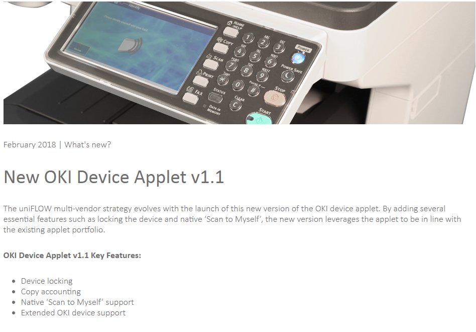 New OKI Device Applet v1.1 from NT-ware - Industry Analysts, Inc.