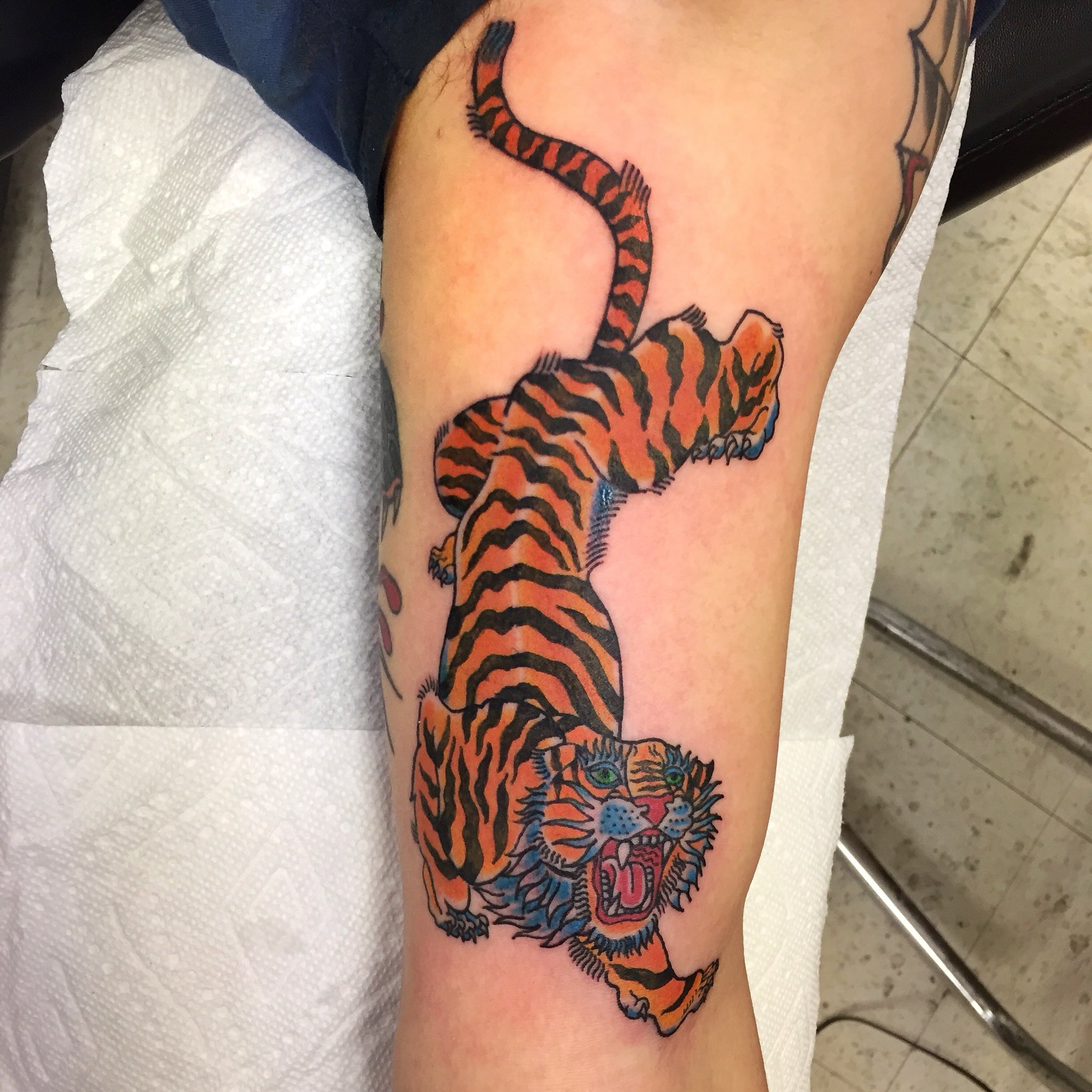 American Traditional Tiger Tattoo