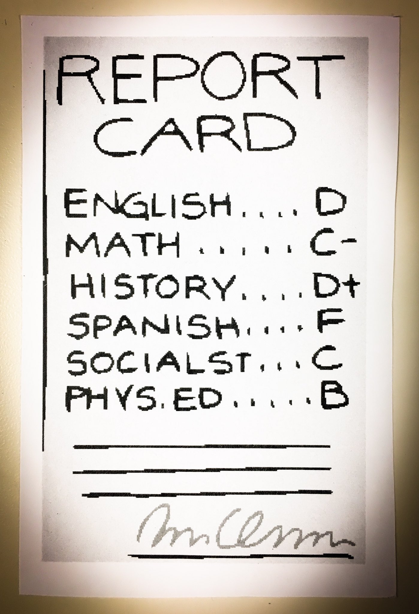 Bad Report Card F