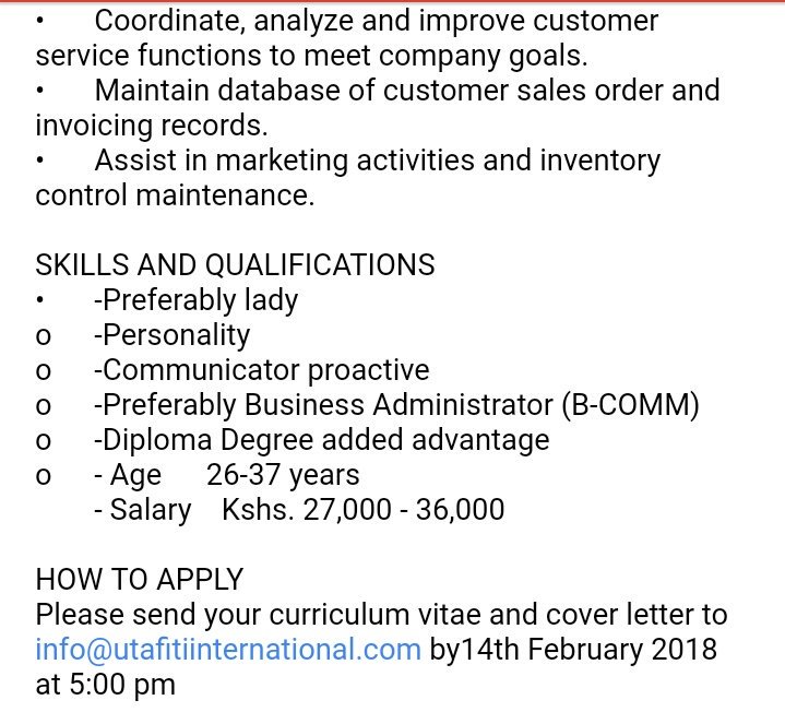 Customer Service Coordinator Needed - Youth Village Kenya