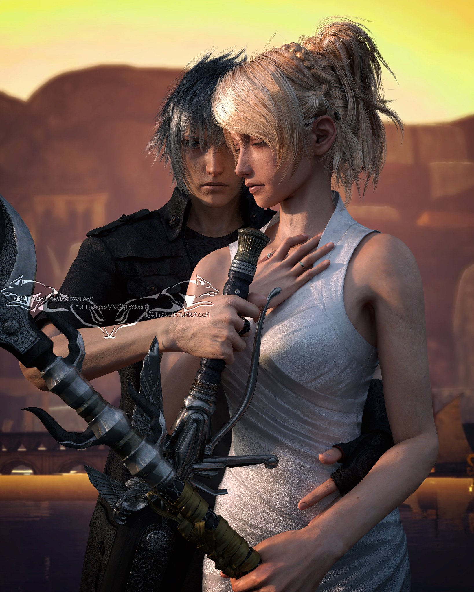 NightysWolf 🐾🐉🐬 on Twitter: "The king and the oracle... #FF15 #FFXV #Noctis #Lunafreya #3DRender ...