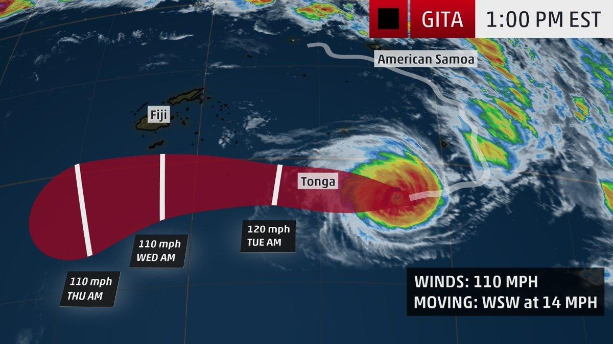 Tropical Cyclone Gita is closing in on Tonga, where it will make a ...