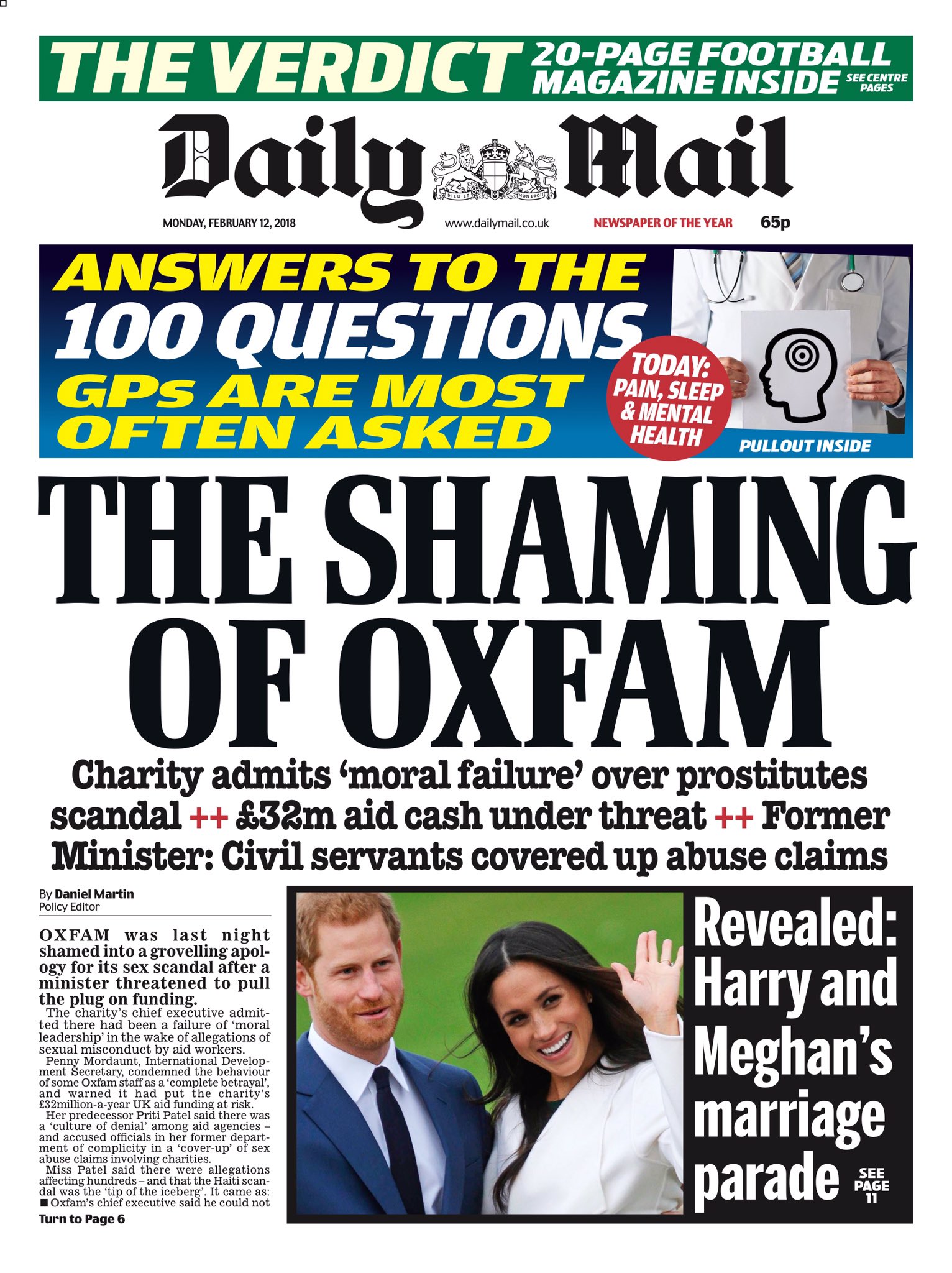 Helen Miller On Twitter Mondays Daily Mail The Shaming Of Oxfam Tomorrowspaperstoday