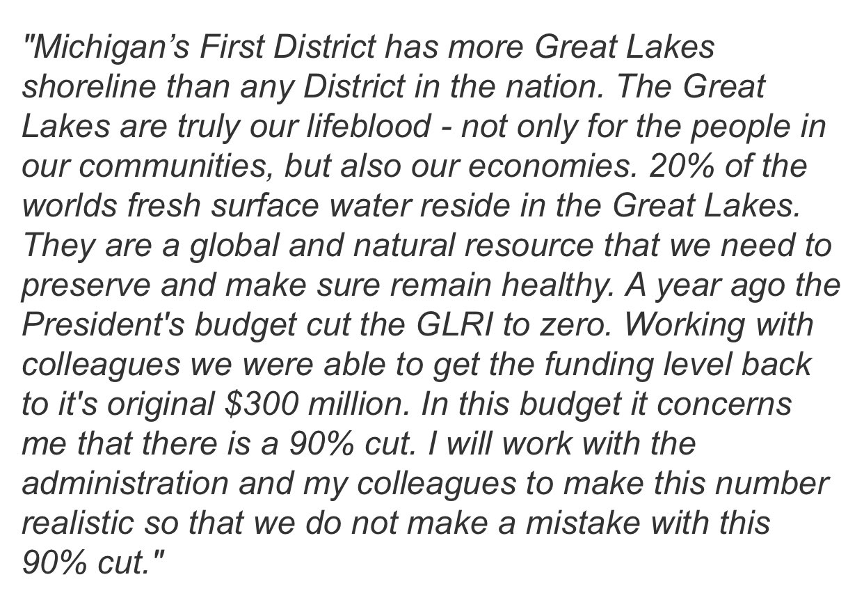 Rep. Jack Bergman on Twitter: "ICYMI: My statement regarding fully funding the #GLRI to ...