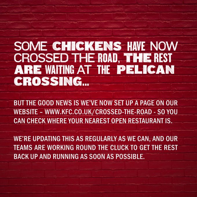 KFC response to its chicken shortage is a lesson in crisis management ...