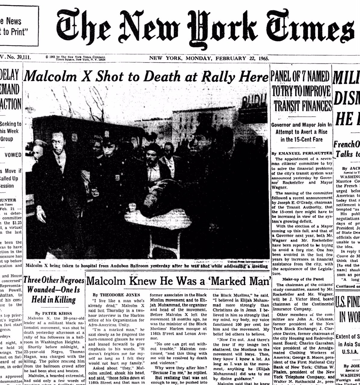 Malcolm X Assassination Newspaper