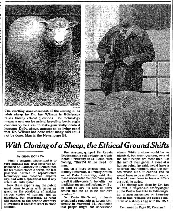 Dolly The Sheep Cloned 1997