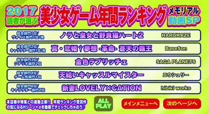 Bugbug編集部 On Twitter 「2017読者が選ぶ! 美少女ゲーム年間ランキング」大発表のbugbug4月号。12pにおよぶ