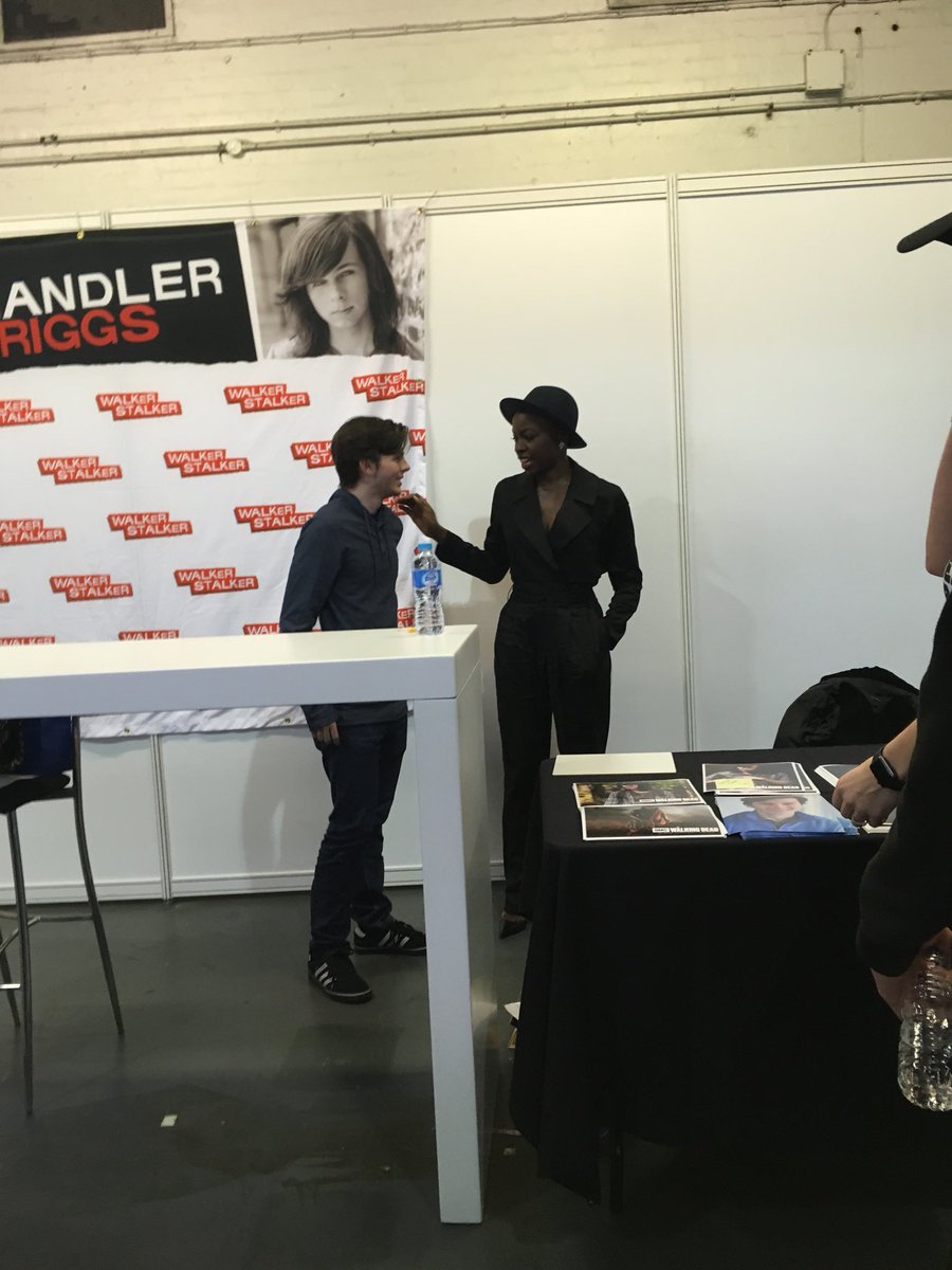 TWD Fam: Aww! Danai Gurira Embraces Chandler Riggs at Walker Stalker ...