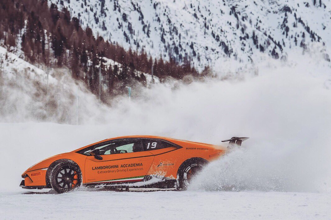 Lamborghini Drifting In Snow