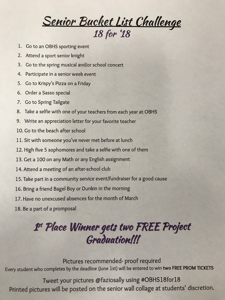 Senior Year Bucket List