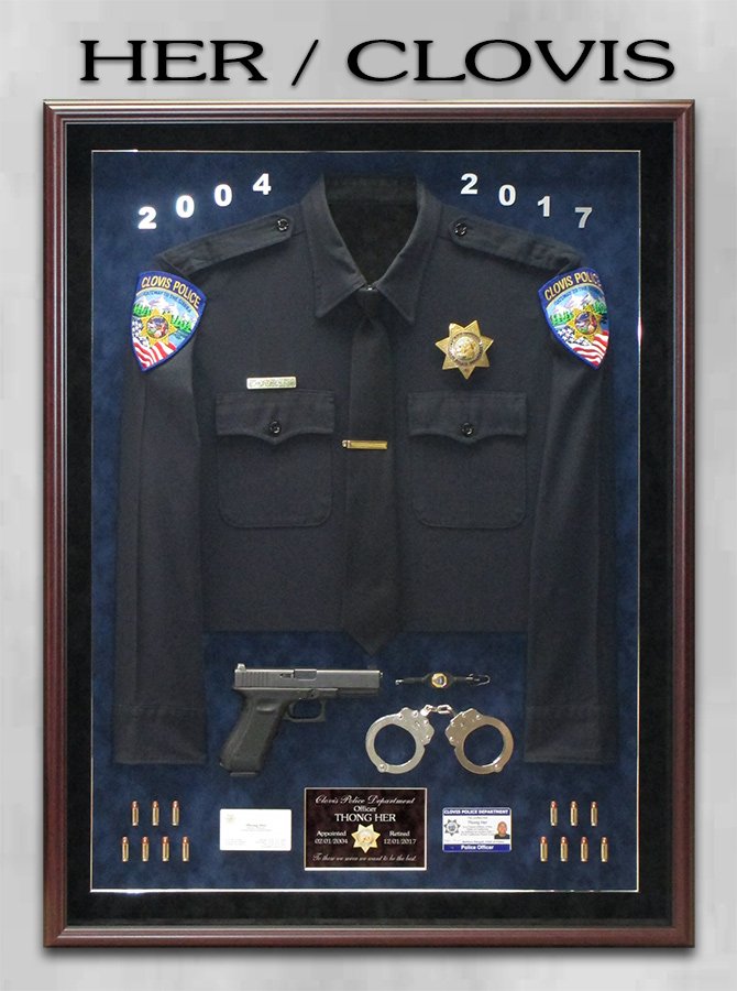 Police Uniform Shadow Box The Departed Matt Damon's Whistles Hero Name