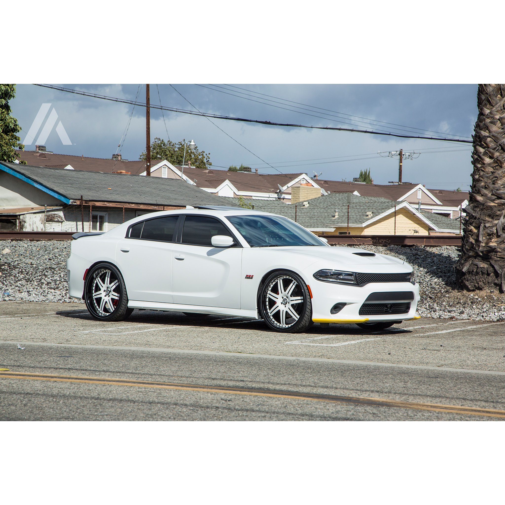 White Charger Black Rims