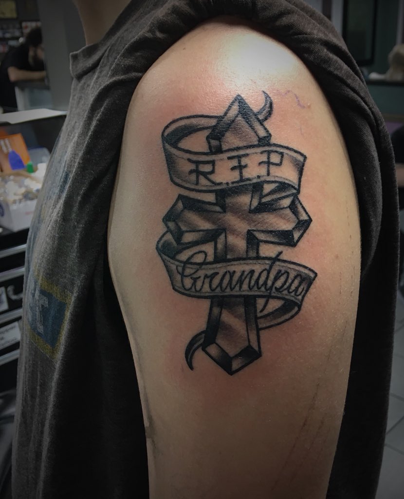 Memorial Cross Tattoos For Grandpa