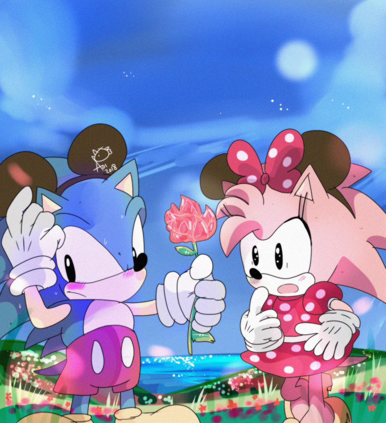 Classic Amy Rose And Classic Sonic