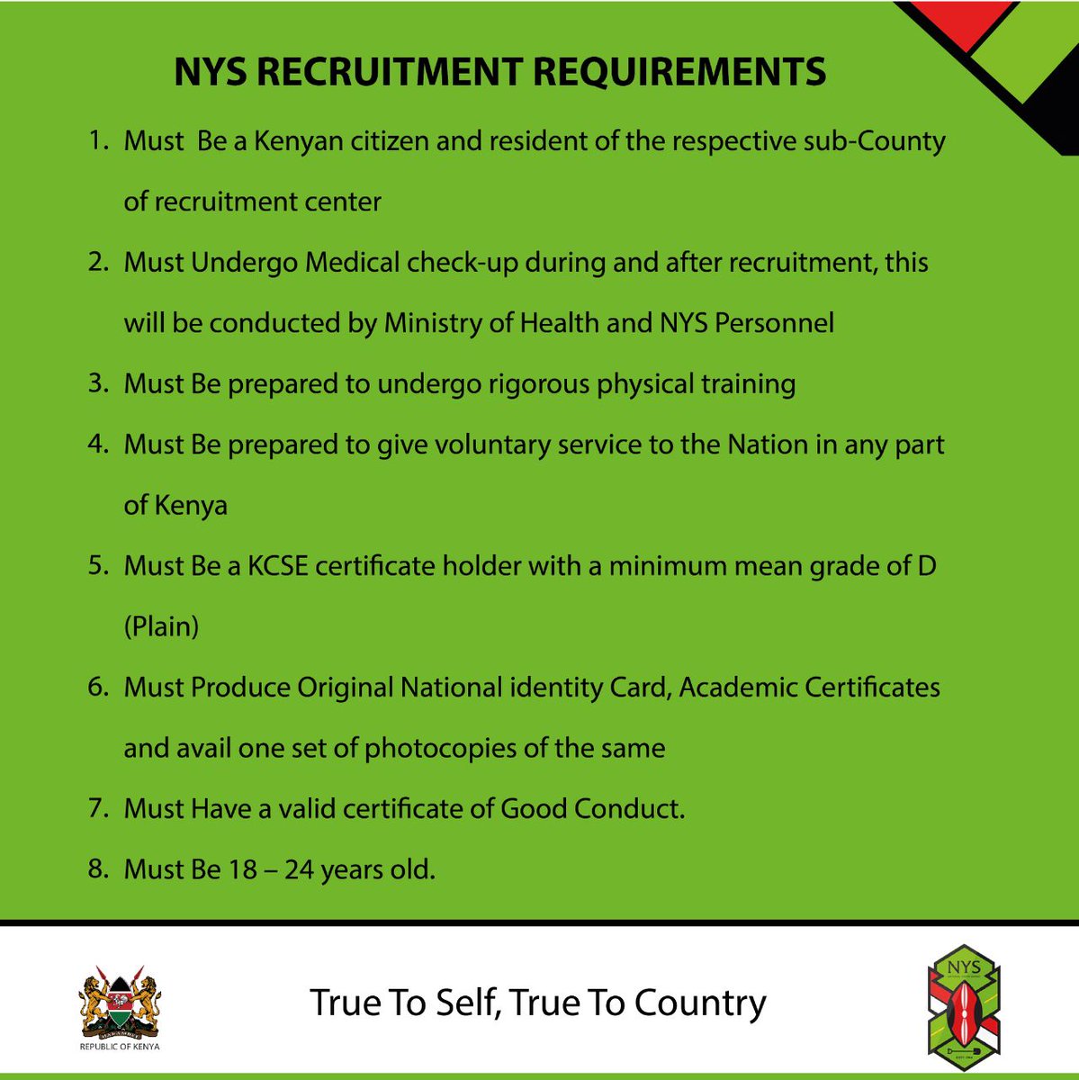 NYS Is Recruiting Countrywide - Youth Village Kenya