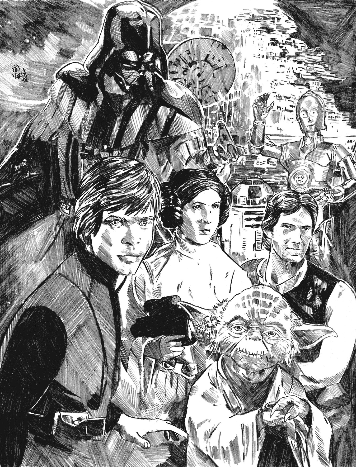Star Wars Black And White Drawings