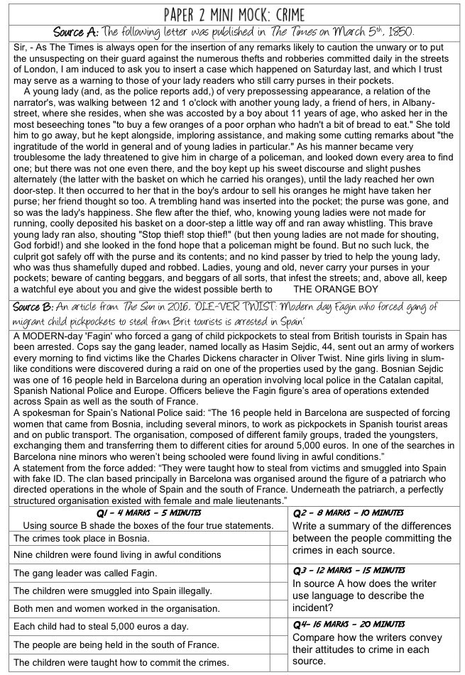 english language paper 2 mini mock on crime - The Student Room