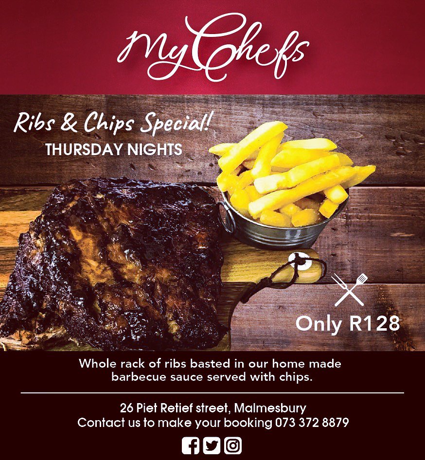 MyChefs on Twitter: "It’s almost weekend!! And we have our famous ribs and chips special tonight ...