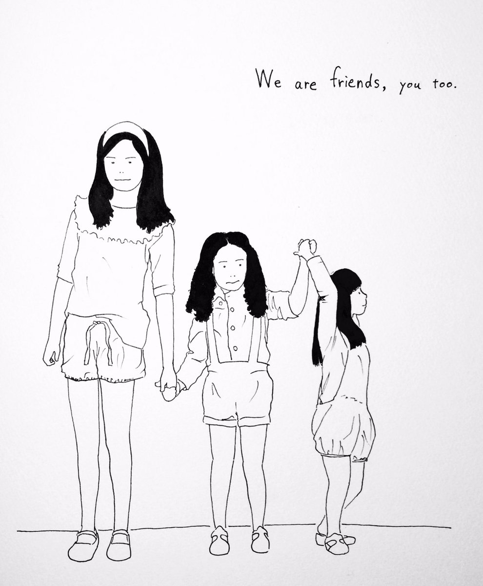 「We are friends. #drawing #pen 」Masaki | 書籍発売「着ぐるみ家族」の漫画
