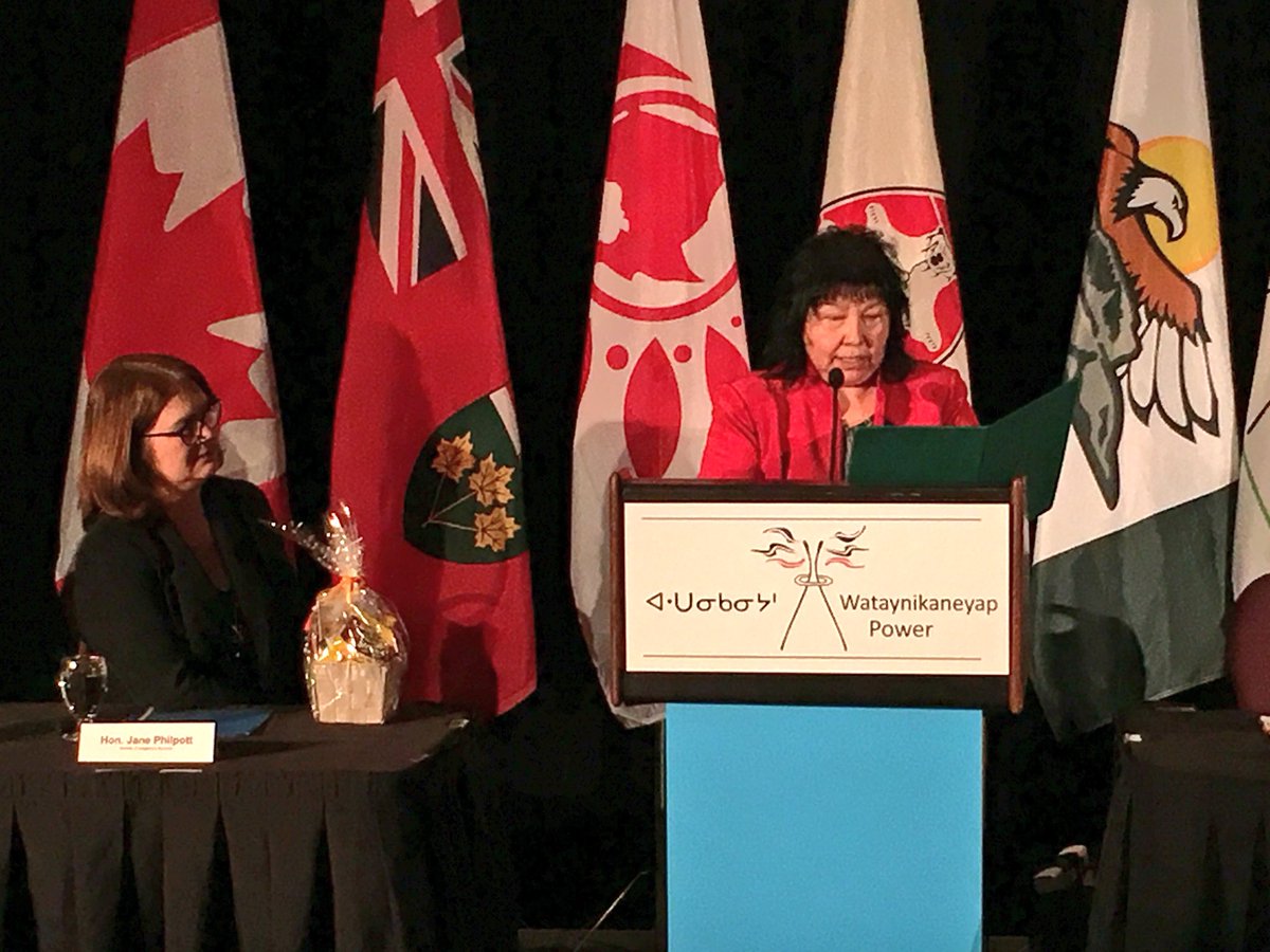 Willow Fiddler on Twitter: "#WatayPower CEO Margaret Kenequanash reads letter from PMJT w ...