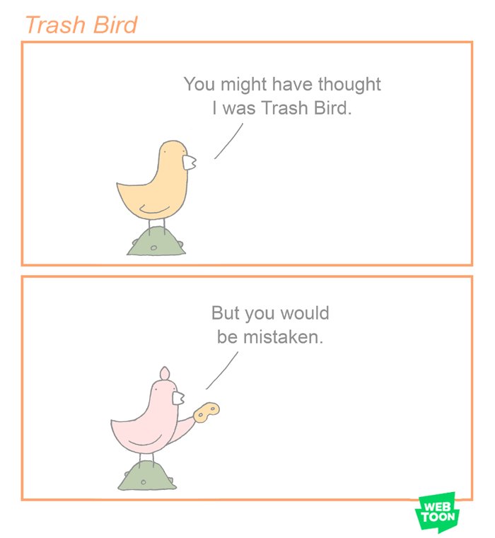 「trash bird is not trash bird. full comic: https://t.co/I0EHo」poorly ...