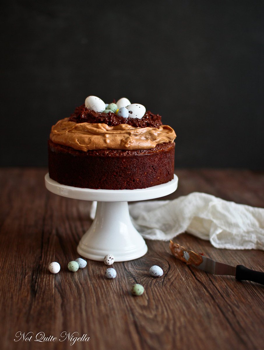 The Gooey Easter Chocolate Peanut Butter Mousse Brownie Cake ...