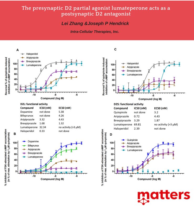 The presynaptic D2 partial agonist lumateperone acts as a postsynaptic ...