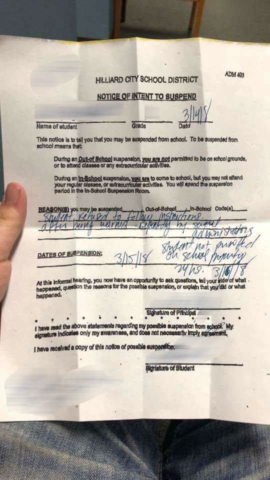 School Suspension Letter