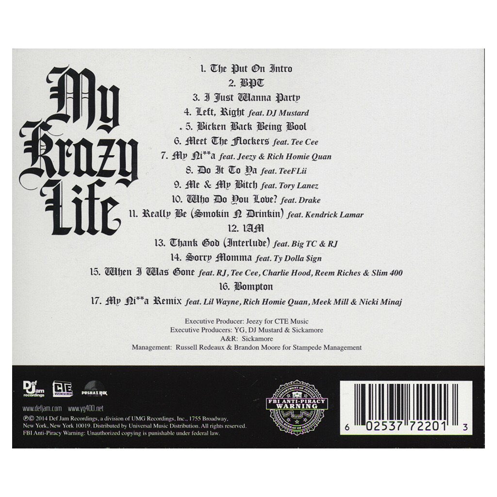 Yg My Krazy Life Tracklist