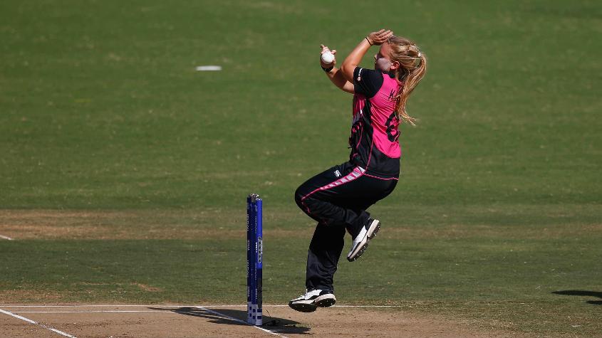 Anna Peterson, defending five runs, keeps her calm to bowl an excellent ...